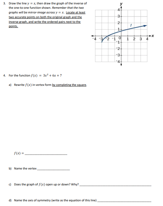 Solved 3. Draw the line y=x, then draw the graph of the | Chegg.com
