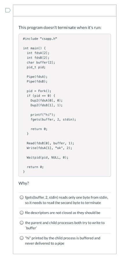 Solved This program doesn't terminate when it's run: Why? | Chegg.com
