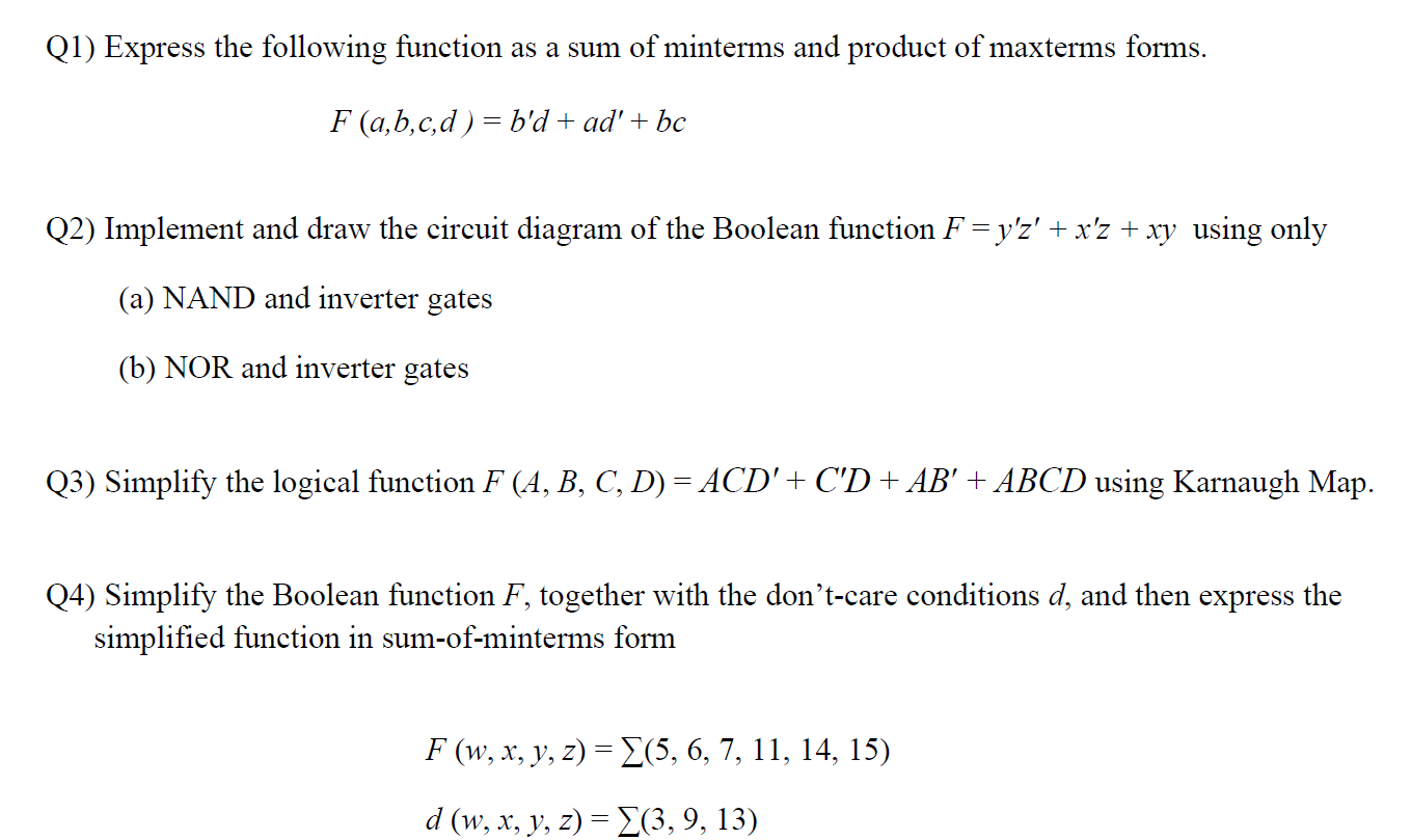 Solved Q1) Express the following function as a sum of | Chegg.com