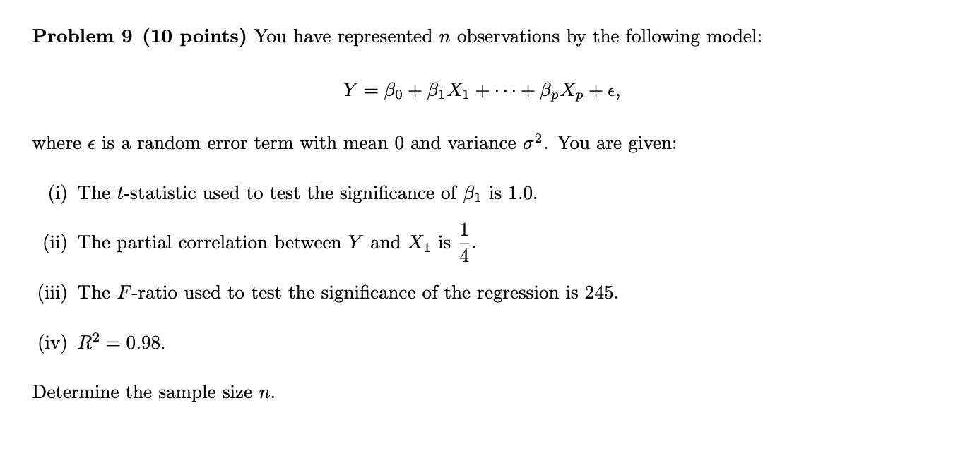 Solved Problem 9 (10 points) You have represented n | Chegg.com