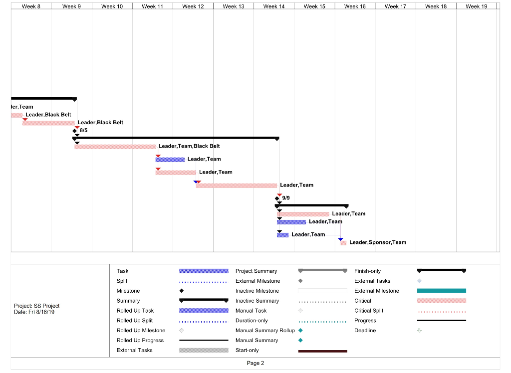 Solved Between the reading and the DMAIC Gantt Chart what | Chegg.com