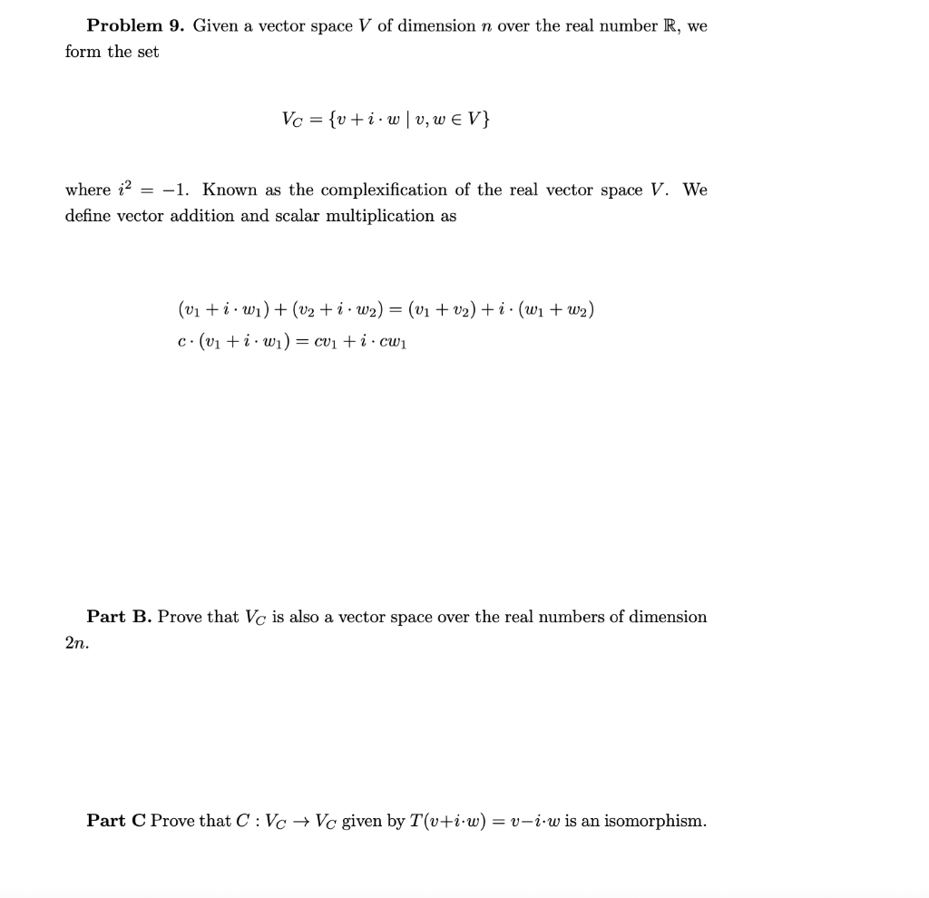 Solved Problem 9. Given a vector space V of dimension n over | Chegg.com