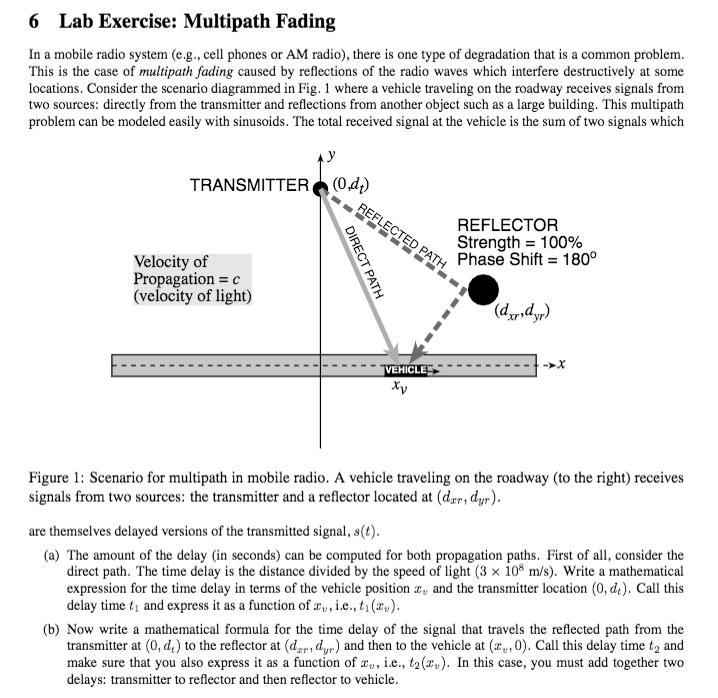 6 Lab Exercise: Multipath Fading In a mobile radio | Chegg.com