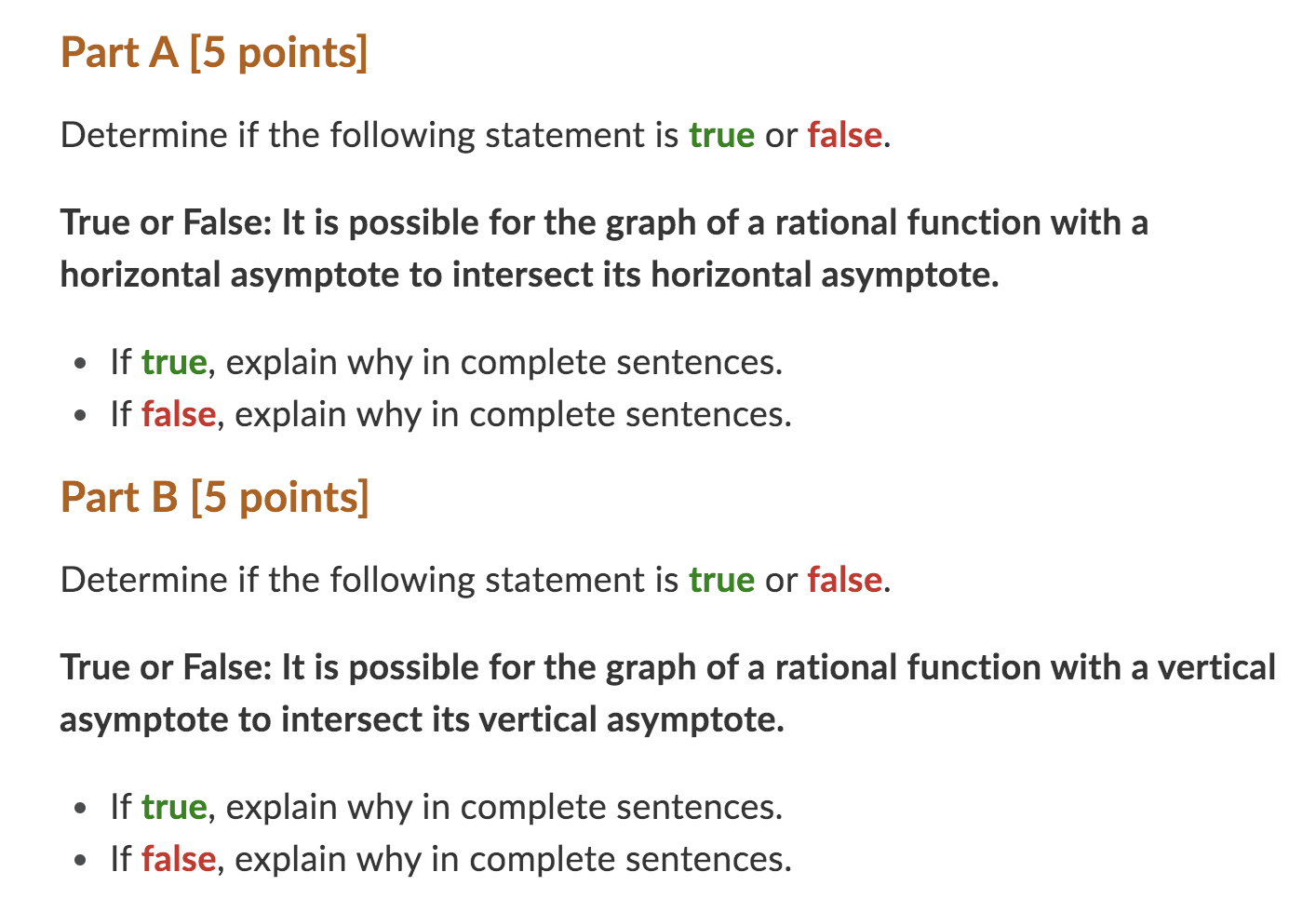 Solved Part A [5 points] Determine if the following | Chegg.com