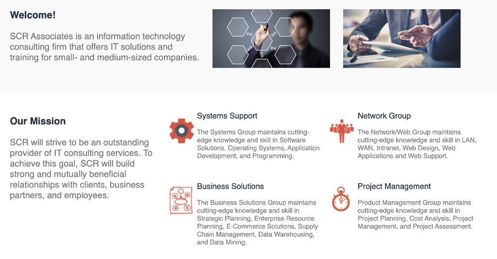 Solved Welcome! SCR Associates is an information technology | Chegg.com