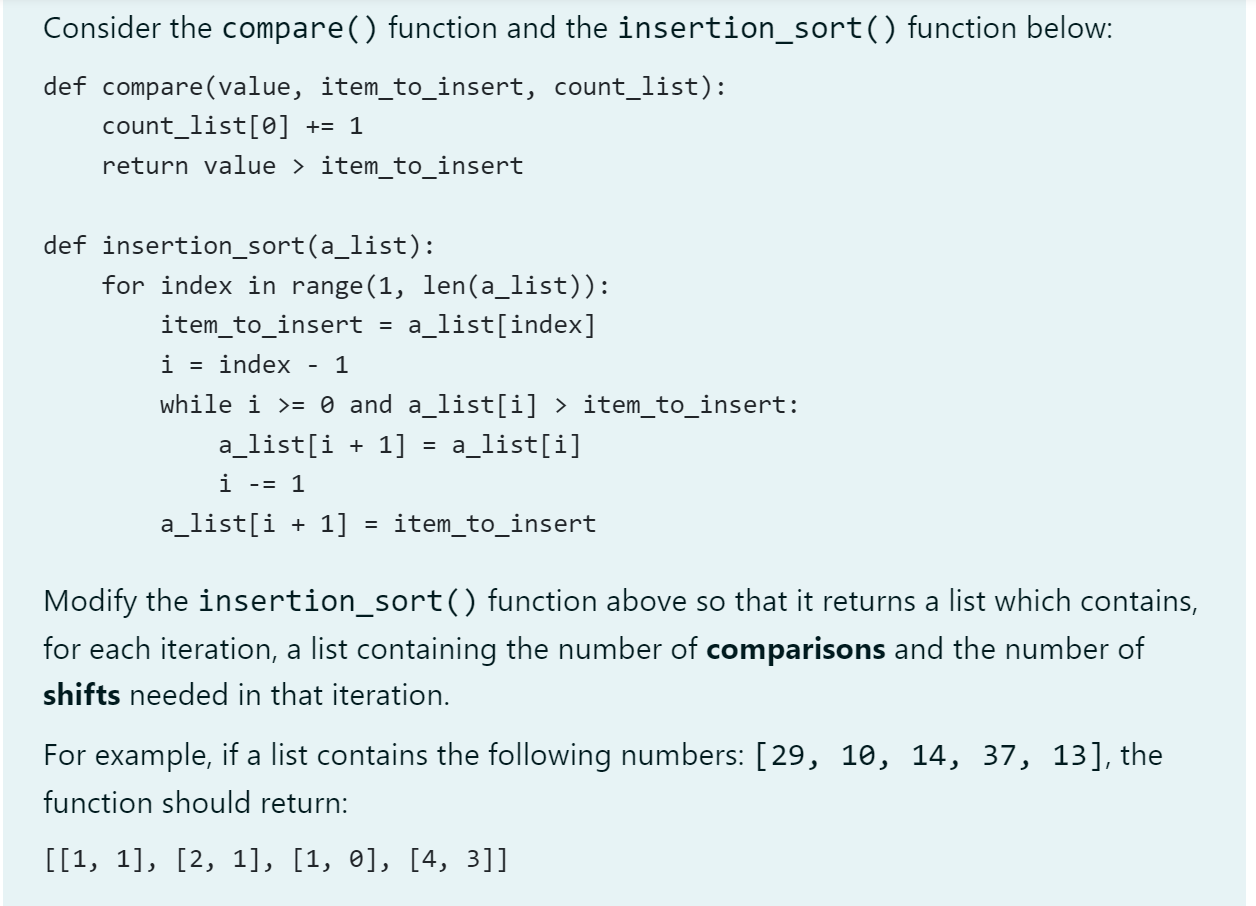 Solved Note: You should replace "a_list[i] > | Chegg.com