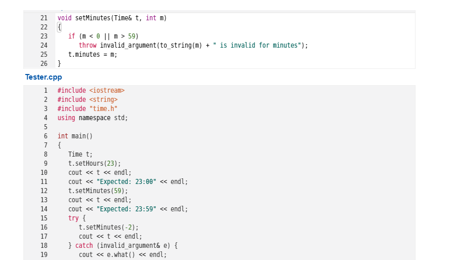 Solved Change setHours and setMinutes to member functions. | Chegg.com