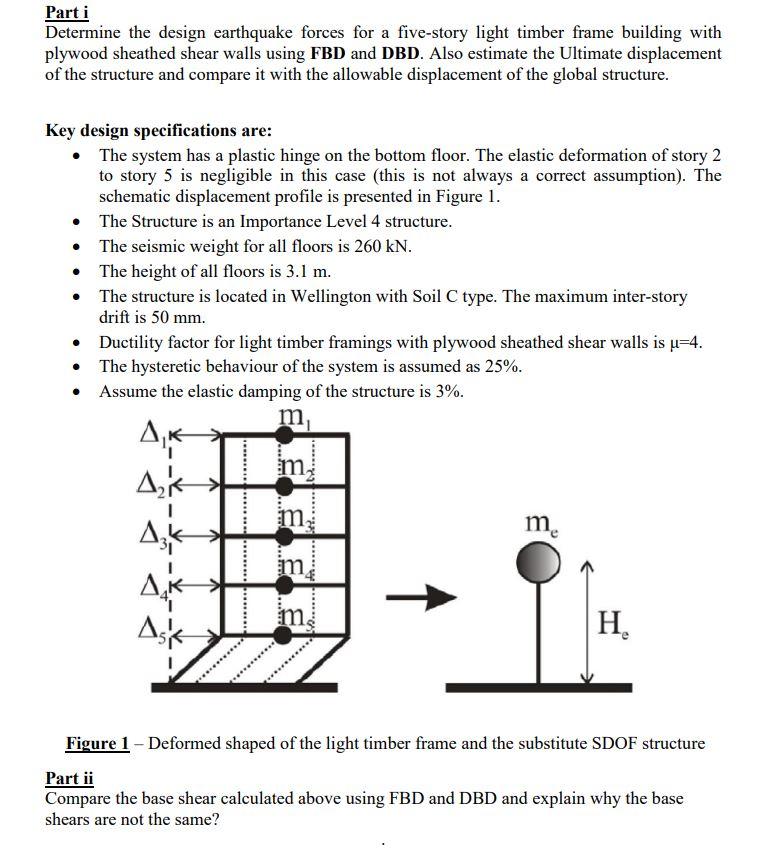 Solved Part i Determine the design earthquake forces for a | Chegg.com