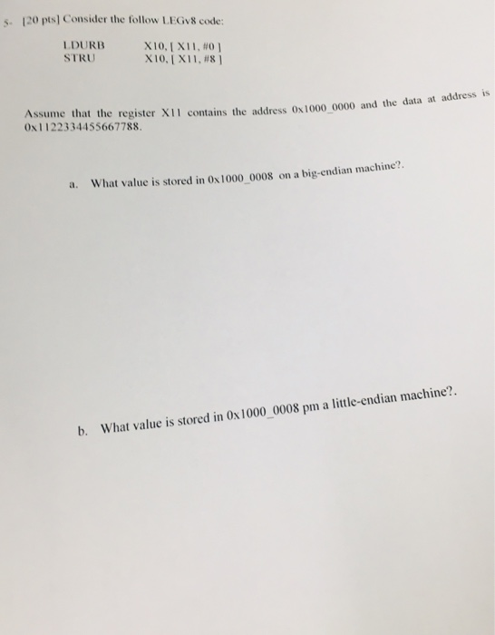 Solved 120 Pts Consider The Follow Legv8 Code S Ldurb