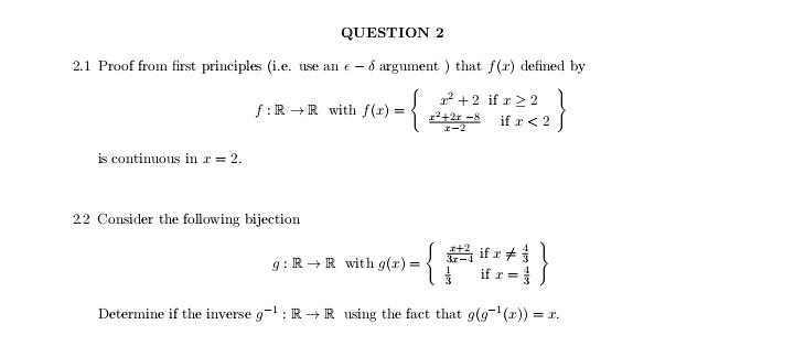 Solved 2.1 Proof from first principles (i.e. use an ϵ−δ | Chegg.com
