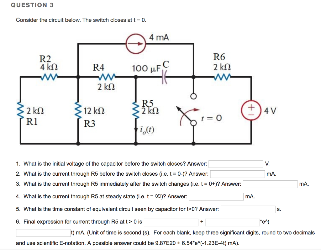 Solved QUESTION 3 Consider the circuit below. The switch | Chegg.com
