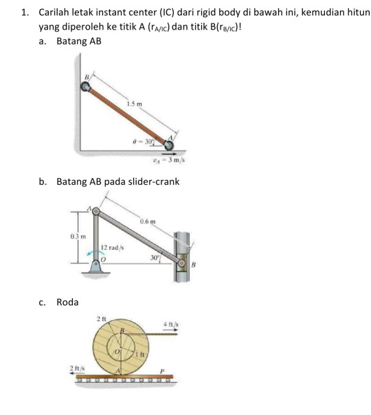 Solved 1. Find the location of the instant center (IC) of | Chegg.com