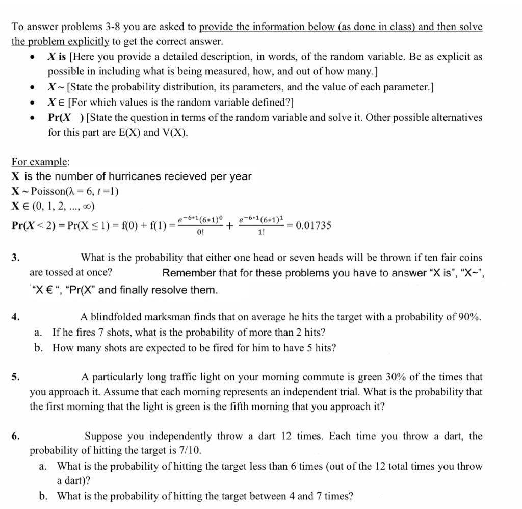 Solved To answer problems 3-8 you are asked to provide the | Chegg.com
