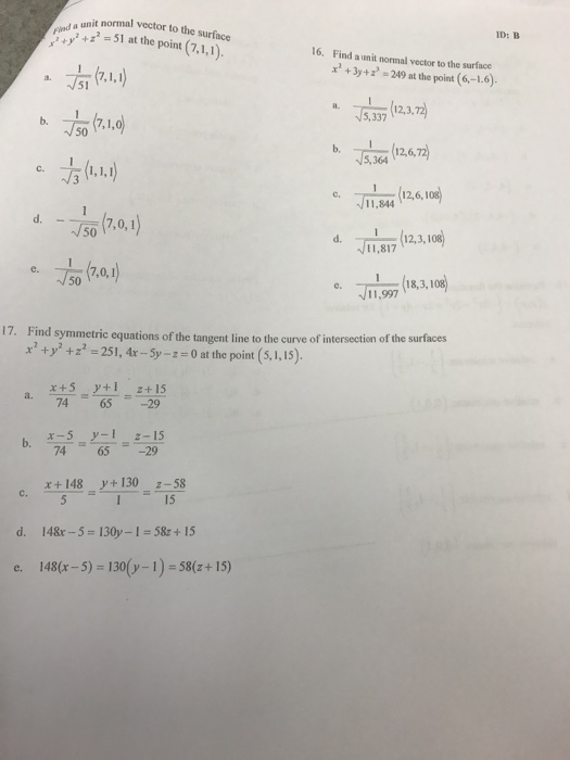 Solved Find a unit normal to the surface x^2 + y^2 + z^2 = | Chegg.com