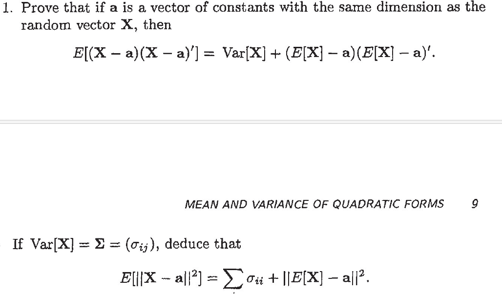 Solved Prove that if a is a vector of constants with the | Chegg.com