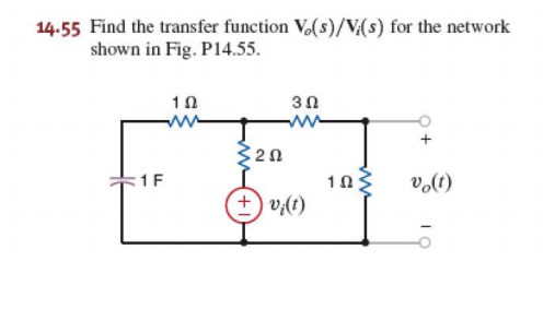 Solved 14.55 Find the transfer function V.(s)/V(s) for the | Chegg.com