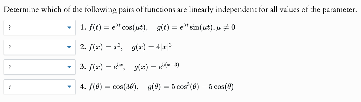 Solved Determine which of ﻿the following pairs of ﻿functions | Chegg.com