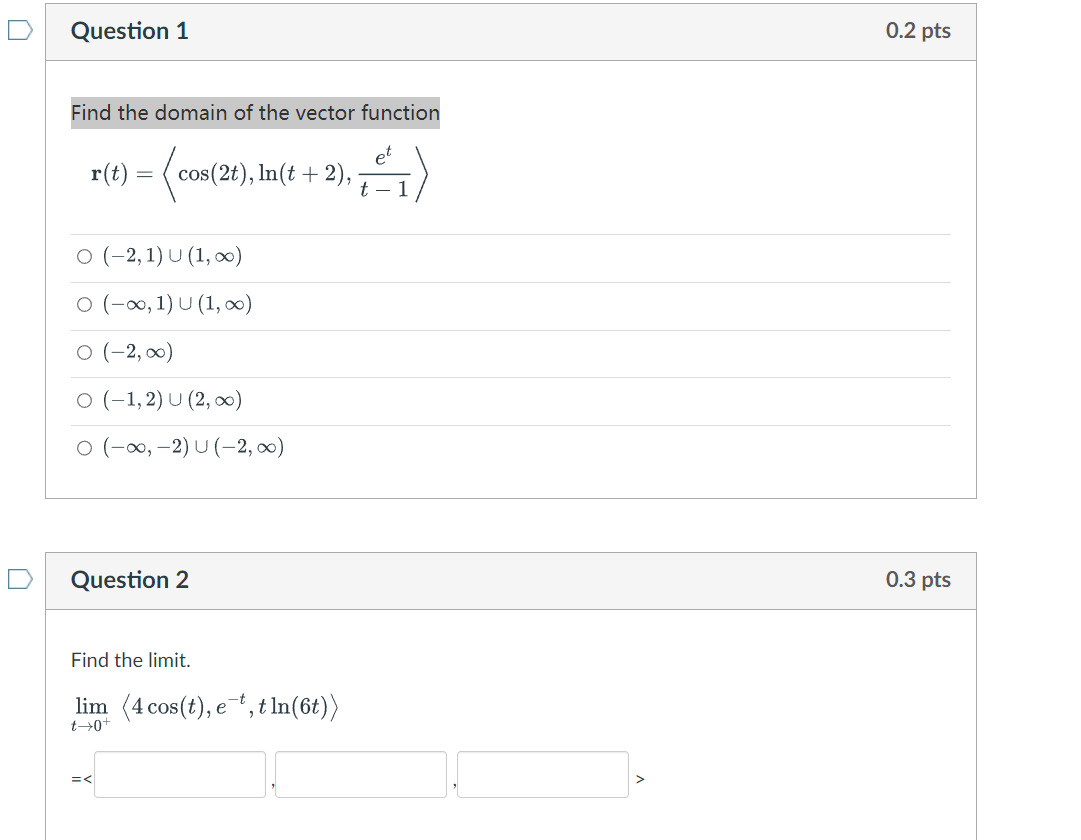 Solved Find the domain of the vector function | Chegg.com