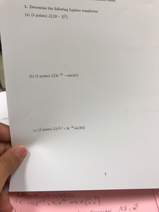 Solved Determine The Following Laplace Transforms A L