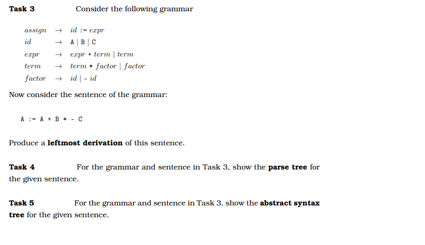 Solved assign id expr term factor →id:= expr →A∣B∣C→ expr | Chegg.com