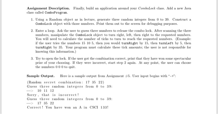 Solved Assignment Description. Design a class called | Chegg.com