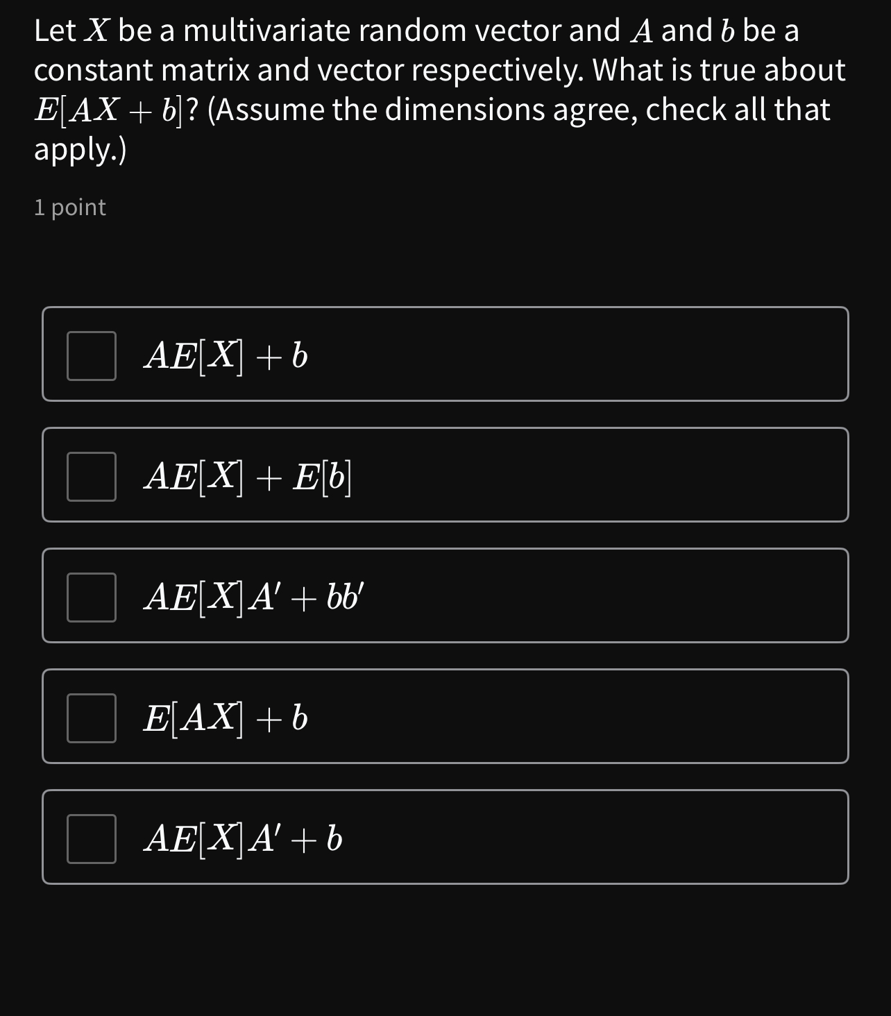 Solved Let x ﻿be a multivariate random vector and A and b | Chegg.com