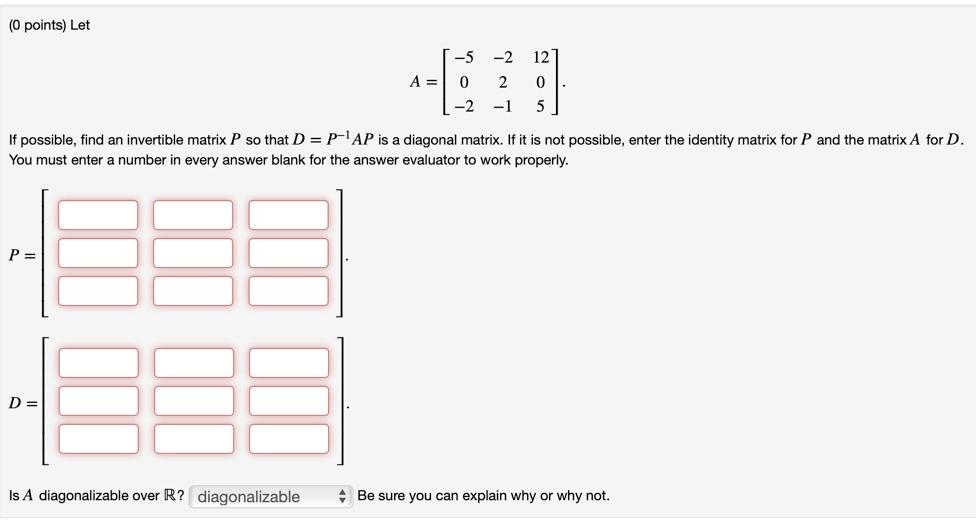 Solved 1. If possible, find an invertible matrix P P so that | Chegg.com