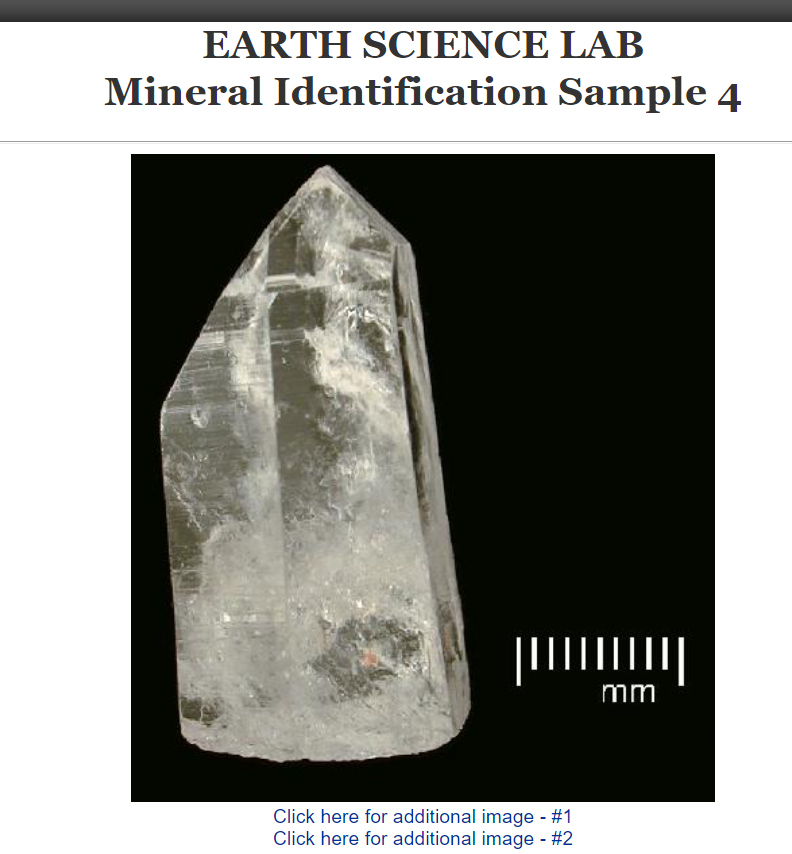 Solved EARTH SCIENCE LAB Mineral Identification Sample 4 | Chegg.com
