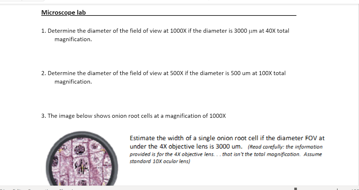 Solved 1. Determine the diameter of the field of view at | Chegg.com
