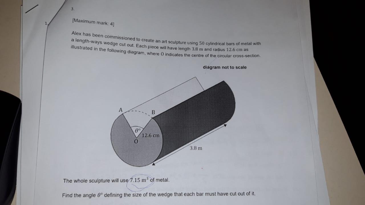 Solved 3 [Maximum mark: 4) Alex has been commissioned to | Chegg.com