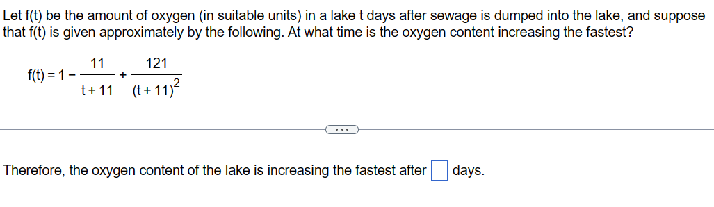 Solved Let f(t) be the amount of oxygen (in suitable units) | Chegg.com