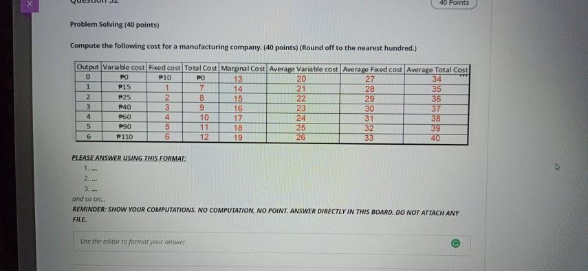 Solved 40 Points Problem Solving 40 Points Compute The 6831