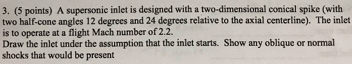 Solved 3. (5 points) A supersonic inlet is designed with a | Chegg.com