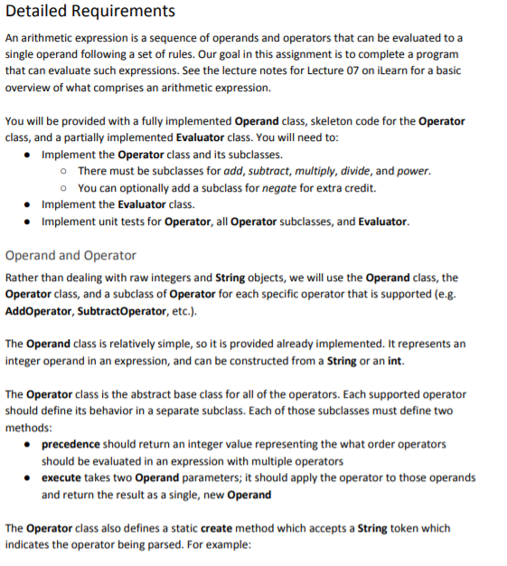 Detailed Requirements An arithmetic expression is a | Chegg.com
