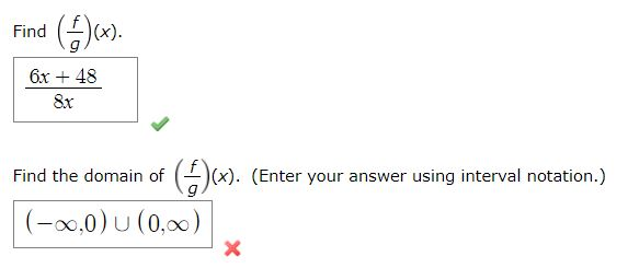 Solved Consider the following functions. f(x) = 6, g(x) = 8 | Chegg.com