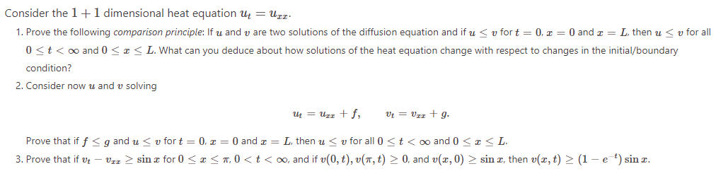 Solved Consider the 1+1 dimensional heat equation ut=uxx. 1. | Chegg.com