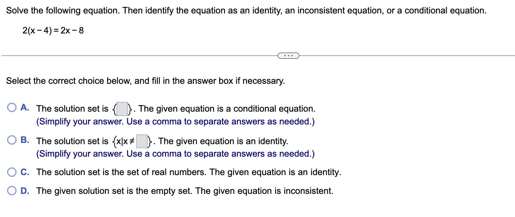 Solved Solve the following equation. Then identify the | Chegg.com