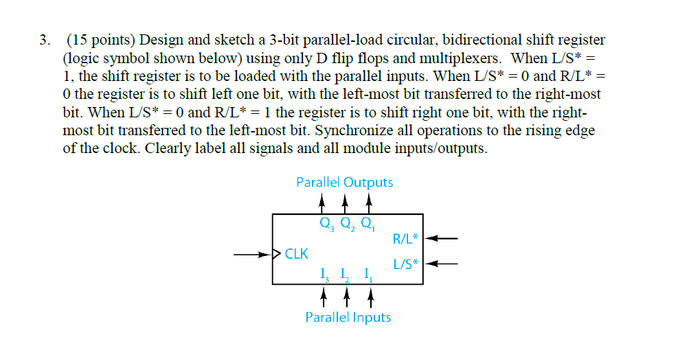 Solved Design and sketch a 3-bit parallel-load circular, | Chegg.com