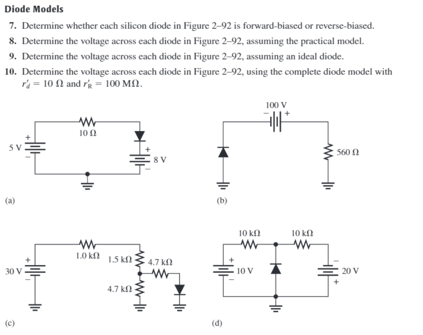 Diode ModelsDetermine whether each silicon diode in | Chegg.com