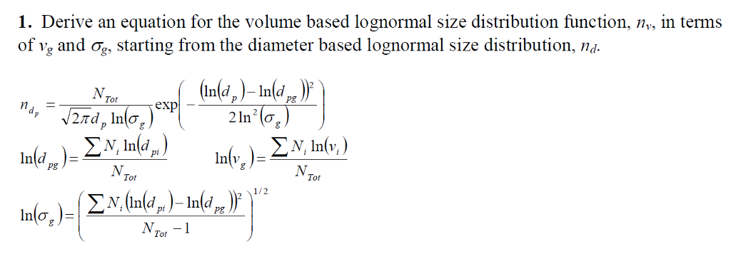 Solved 1. Derive an equation for the volume based lognormal | Chegg.com