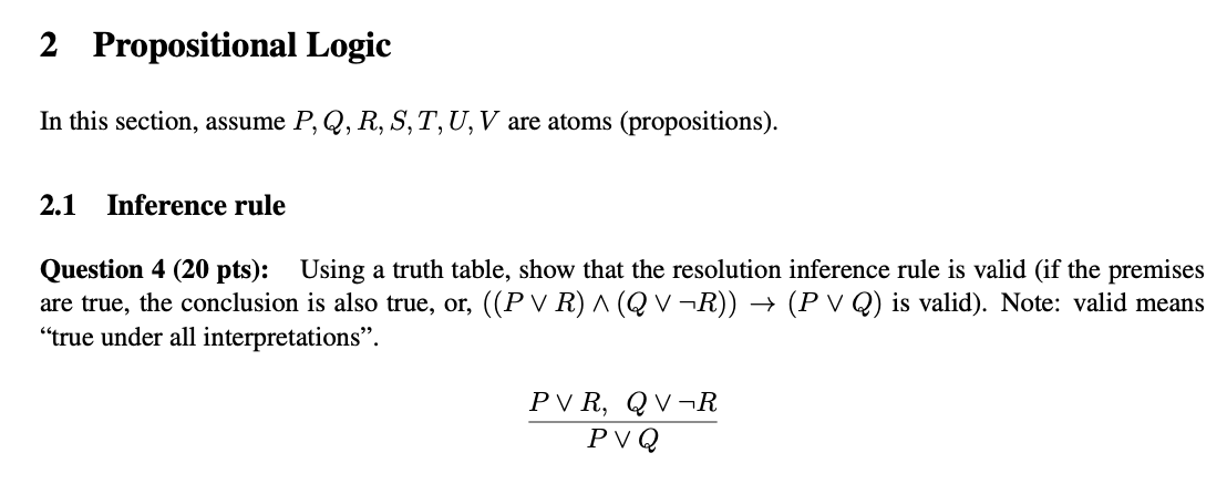 Solved 2 Propositional Logic In this section, assume | Chegg.com