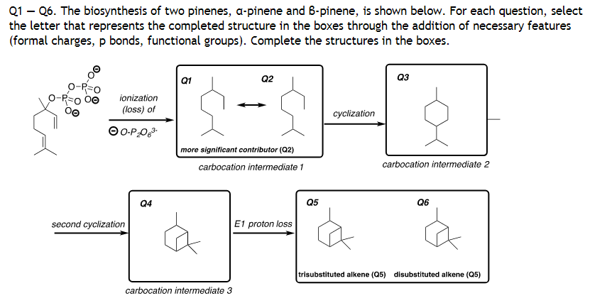 Solved Q1-Q6. The biosynthesis of two pinenes, a-pinene and | Chegg.com