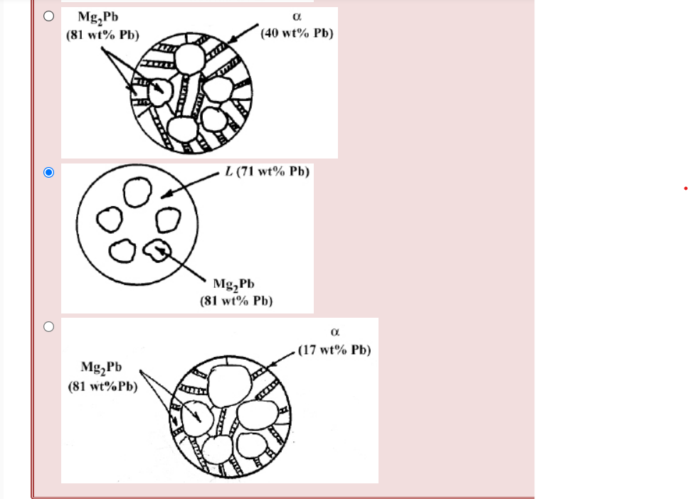 Solved For a 76 wt\% Pb−24 wt\% Mg alloy, select the | Chegg.com