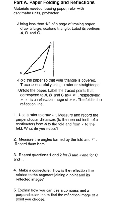 Solved Part A. Paper Folding and Reflections Materials | Chegg.com