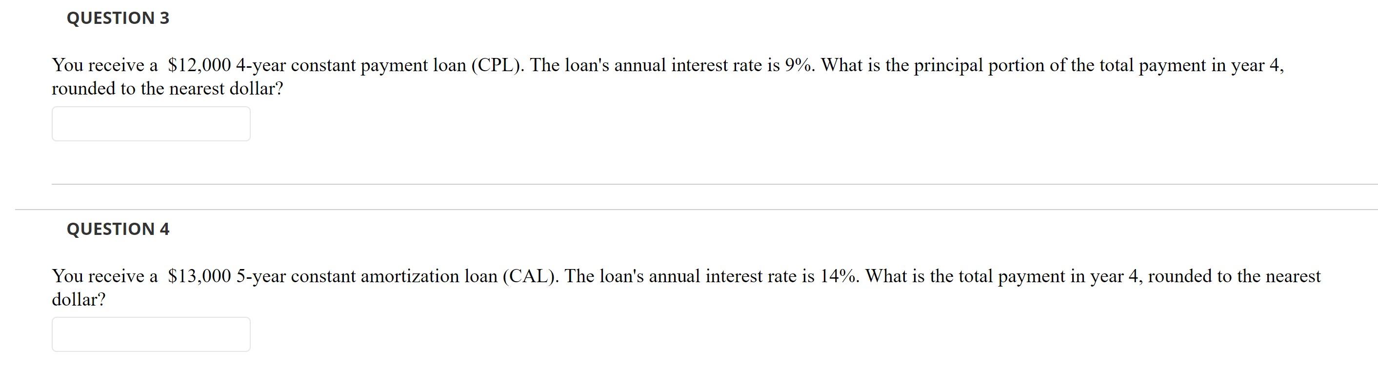 Solved You receive a $12,000 4-year constant payment loan | Chegg.com