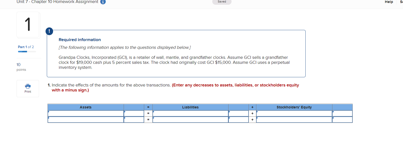 Solved Unit 7 - Chapter 10 Homework Assignment Saved Help 1 | Chegg.com