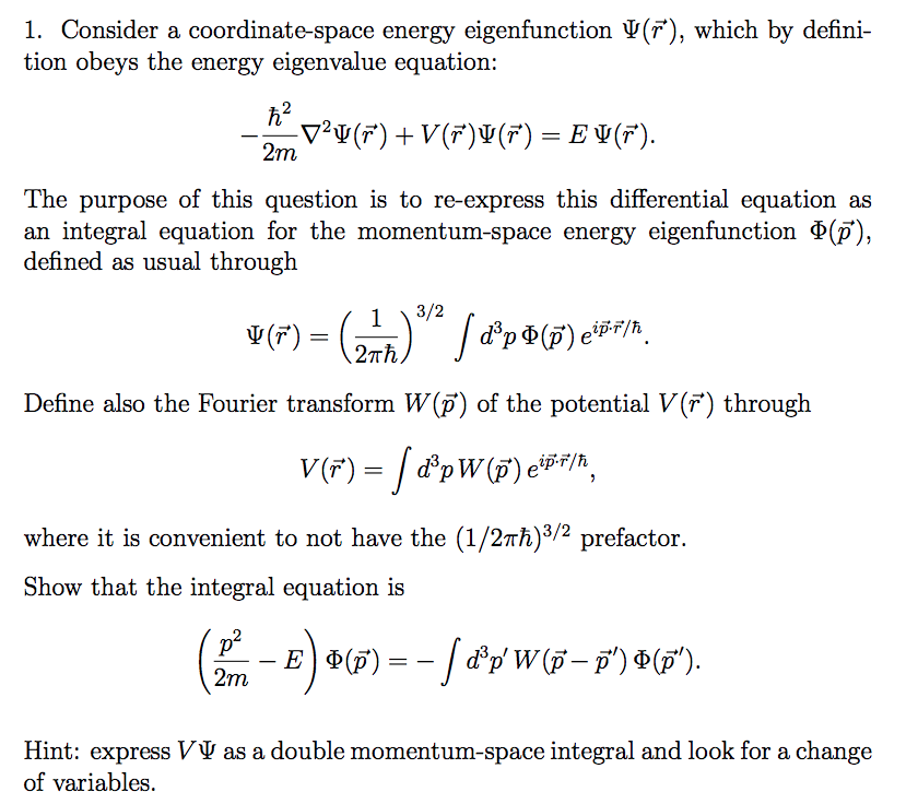 Solved 1. Consider a coordinate-space energy eigenfunction | Chegg.com