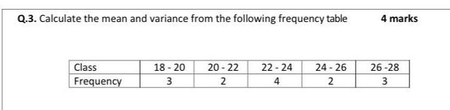 Solved Q.3. Calculate the mean and variance from the | Chegg.com