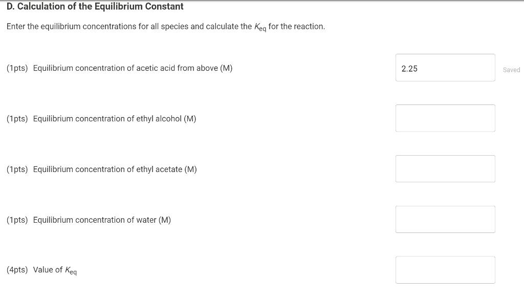 Solved (16pts) Calculations and Analysis Use the data | Chegg.com