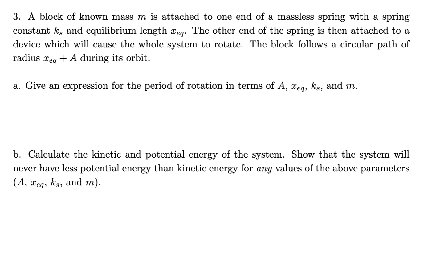 Solved b. ﻿Calculate the kinetic and potential energy of the | Chegg.com
